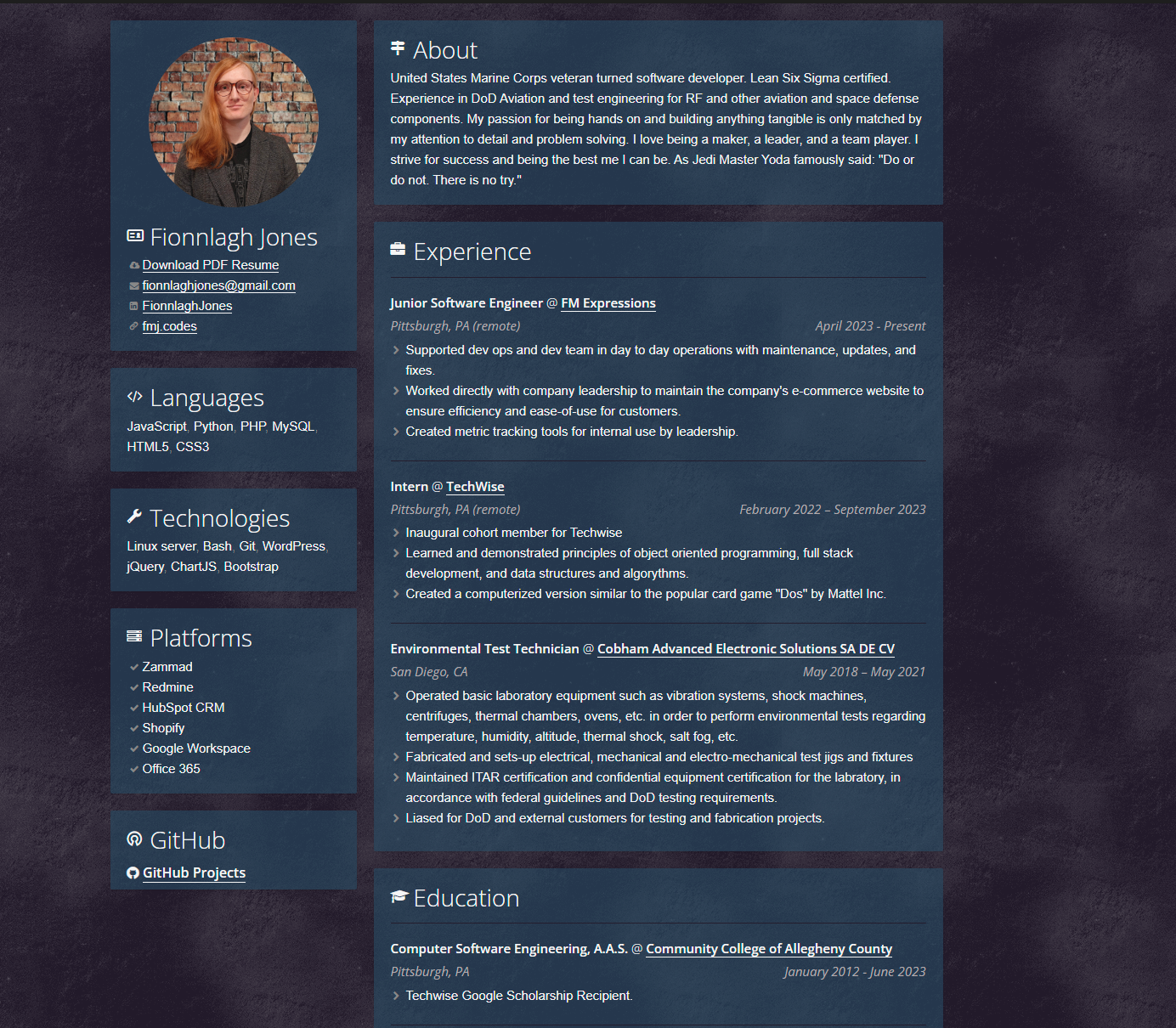 Fionnlagh Jones | Software Engineer | Aboout Me